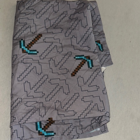 Bedding | Home Kids Minecraft Gray Pixelated Pickaxe Patterned Fabric ...